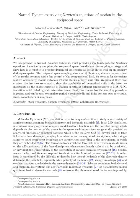 pdf normal dynamics solving newton s equations of motion in the reciprocal space