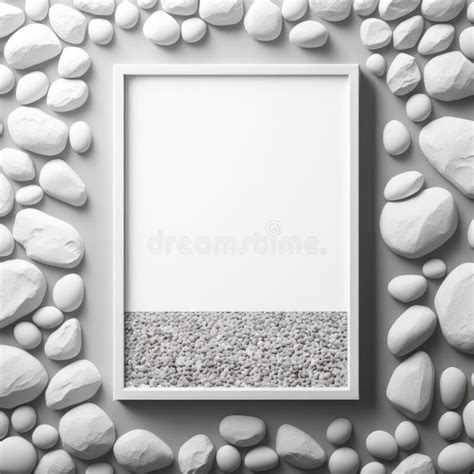 Sheet Of Papper Background Mockup Fabric And Pebbles Ai Generation Stock Illustration
