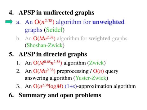 Ppt All Pairs Shortest Paths Via Fast Matrix Multiplication Powerpoint Presentation Id1827518