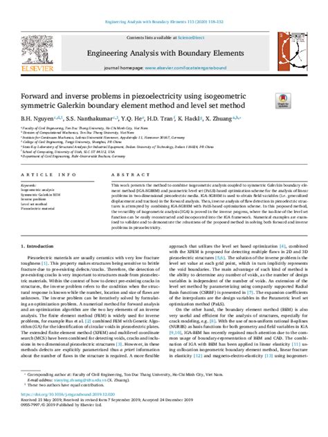 Pdf Forward And Inverse Problems In Piezoelectricity Using Isogeometric Symmetric Galerkin