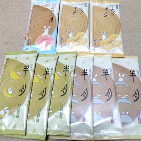 鎌倉五郎本店 鎌倉半月 4種類8枚 白桃 ぴーナッツ 抹茶 小倉 By メルカリ