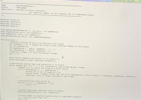 Solved Decimal To Binary Converter Write A C Program To Chegg