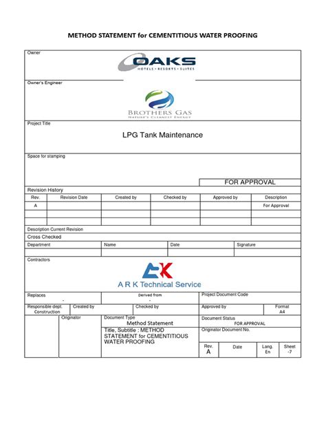 Method Statement Waterproofing Download Free Pdf Water Coating