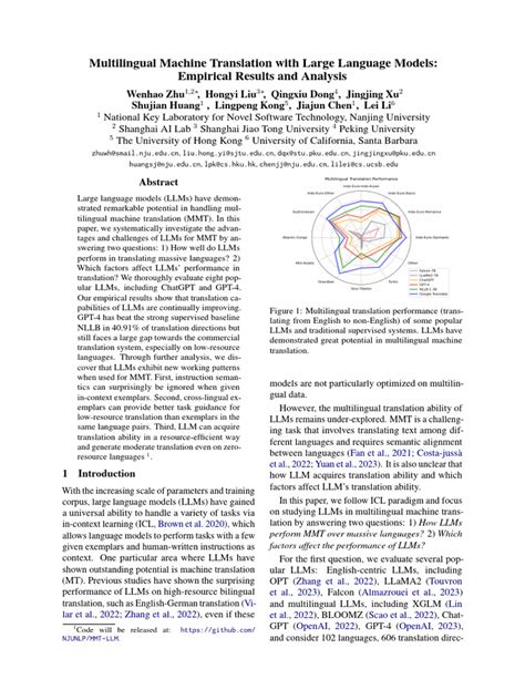 Multilingual Machine Translation With Large Language Models Pdf Machine Learning Human