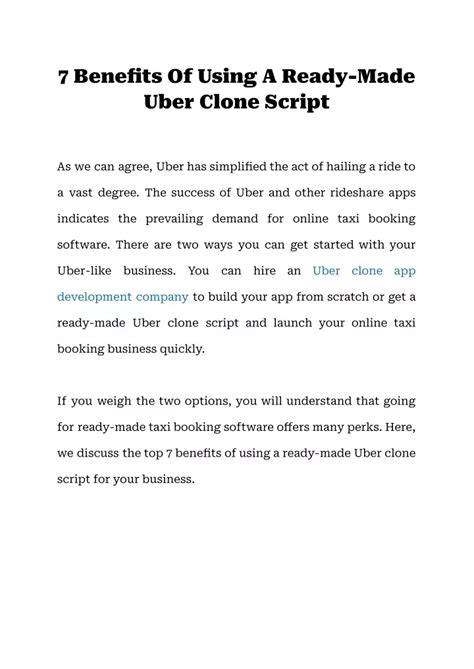 Ppt Benefits Of Using A Ready Made Uber Clone Script Powerpoint