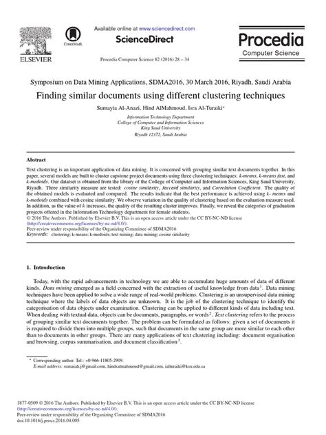 finding similar documents using different clusteri pdf cluster analysis data mining