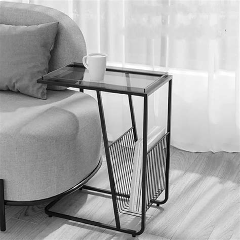Buy Luxurious Black Iron Rectangle Side Table With Acrylic Top Online At Woodentwist — Woodentwist