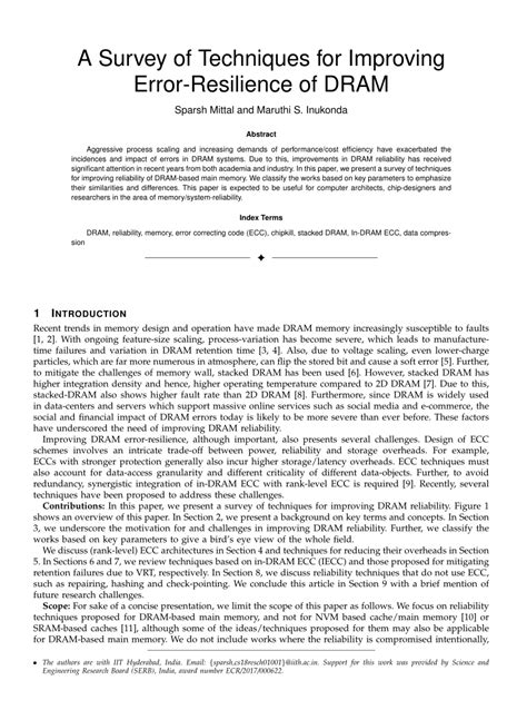 Pdf A Survey Of Techniques For Improving Error Resilience Of Dram