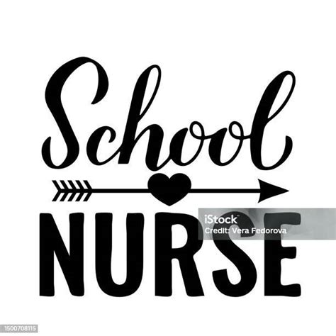 간호사 학교 서예 손글씨는 흰색으로 분리되어 있습니다 간호사 견적 타이포그래피 포스터 인사말 카드 배너 전단지 스티커 등을 위한 벡터 템플릿 컴퓨터 글자에 대한 스톡 벡터