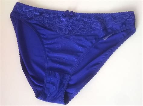 Pretty Royal Blue Stretch High Leg Knickers Jacquard Microfibre Panties