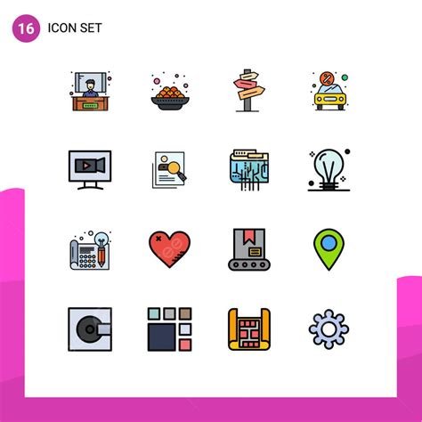 16 Universal Flat Color Filled Line Signs Symbols Of Screen India Hr Presentation Png And