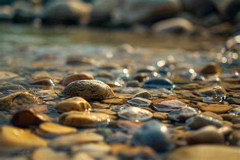 Smooth Pebble Textures On A Riverbed With Flowing Water 48633595 Stock