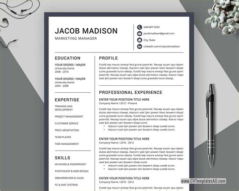 Free Microsoft Word Professional Resume Templates Booybanana