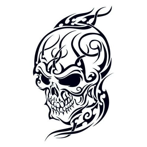 Skull Tribal Tattoo Stencils