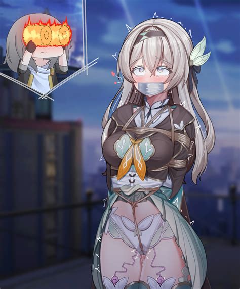 Rule 34 2girls Absurdres Ahe Gao Aqua Skirt Aqua Thighhighs Arms Behind Back Binoculars Black