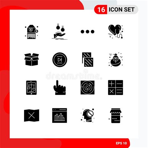 User Interface Pack Of 16 Basic Solid Glyphs Of Box Stethoscope Chat Medical Care Stock