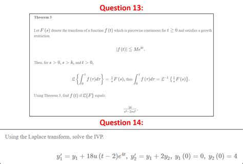 Solved Question Theorem Let F S Denote The Transform Chegg