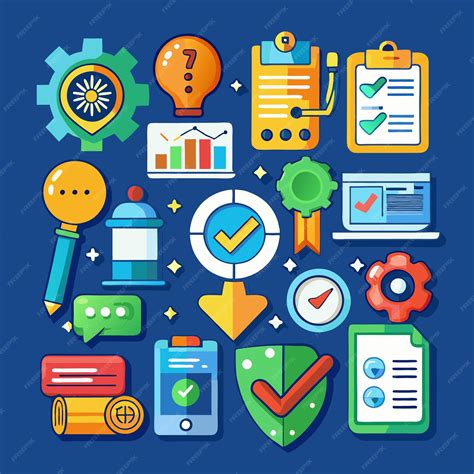Colorful Icons Represent A Business Process Checklist Data Analysis Idea Generation Success And