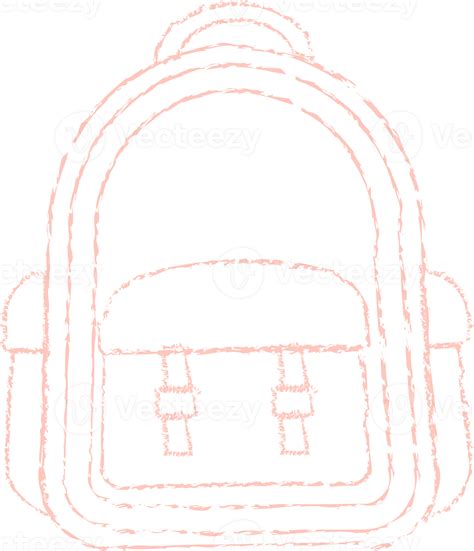 Pink Backpack Chalk Line Art 21819893 Png