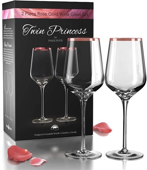 Sg Stock Hand Blown Crystal Rose Gold Wine Glasses Set 2 Stem Wine Glass Set Long Stem