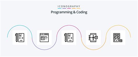 paquete de iconos de línea de programación y codificación que incluye desarrollo aplicación