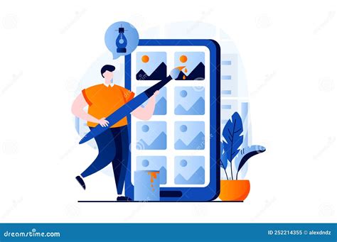 Ui Ux Design Concept With People Scene In Flat Cartoon Design Stock