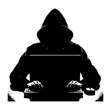Computer Hacker Silhouette Vector Illustration Premium AI Generated Vector