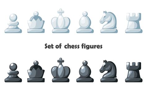 Set Of Chess Figures For Chess Strategy Board Game Vector Black And White Set Chess Figures
