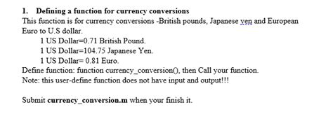 Solved 1 Defining A Function For Currency Conversions This