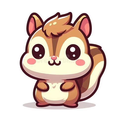 Adorable Chibi Style Chipmunk Illustration On A White Background