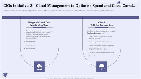 Cio For It Cost Optimization Techniques Cios Initiative 2 Cloud Management To Optimize Spend And