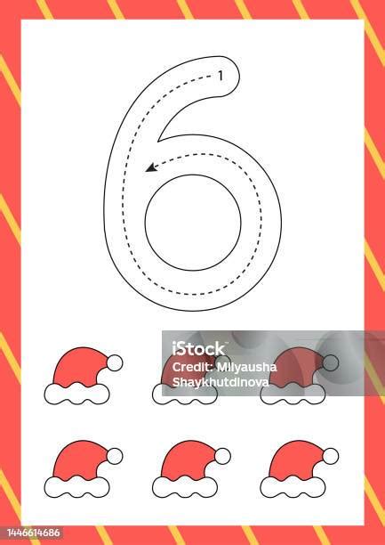 크리스마스 플래시 카드 숫자 6을 쓰는 방법 아이들을위한 워크 시트 12월에 대한 스톡 벡터 아트 및 기타 이미지 12월 6 개인 장식품 Istock
