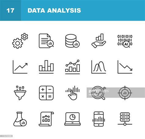 Data Analysis Line Icons Editable Stroke Pixel Perfect For Mobile And Web Contains Such Icons As