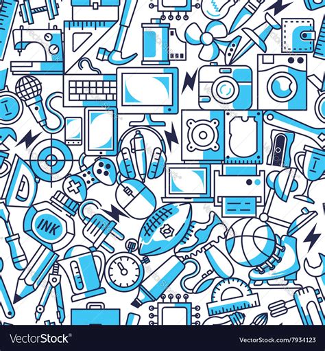 Chaos Objects Lines Pattern Seamless Royalty Free Vector
