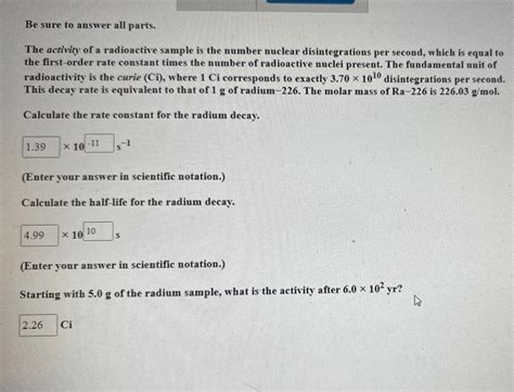 Solved The Activity Of A Radioactive Sample Is The Number