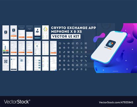 Crypto App Ui Kit For Responsive Mobile App Vector Image