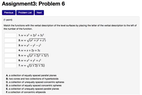 Solved Match The Functions With The Verbal Description Of
