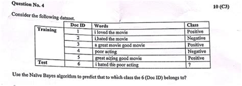 Solved Question No C Consider The Following Datnset Chegg