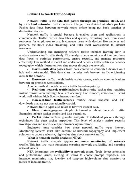 Lecture 4 Network Traffic Analysis Pdf Computer Network Security
