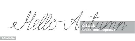 안녕하세요 가을 손으로 그린 글자 따옴표입니다 연속 라인 아트 벡터 그림입니다 10월에 대한 스톡 벡터 아트 및 기타 이미지 10월 9월 가을 Istock