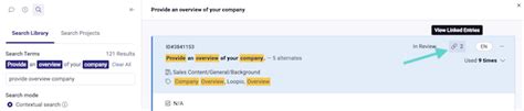 How Do I View Linked Library Entries When Searching In A Project