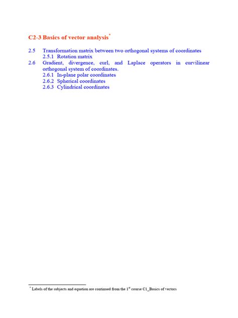c2 3 basics of vector analysis pdf coordinate system euclidean vector