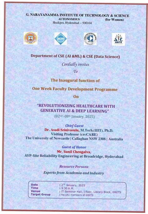 💐💐💐dr Asadi Srinivasulu Has Been Invited To Act As The Chief Guest For The One Week Faculty
