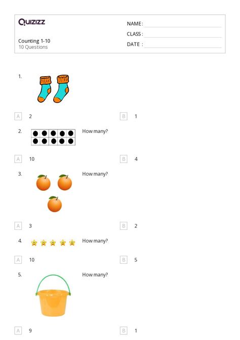 50 Counting Numbers 1 10 Worksheets For Kindergarten On Quizizz Free