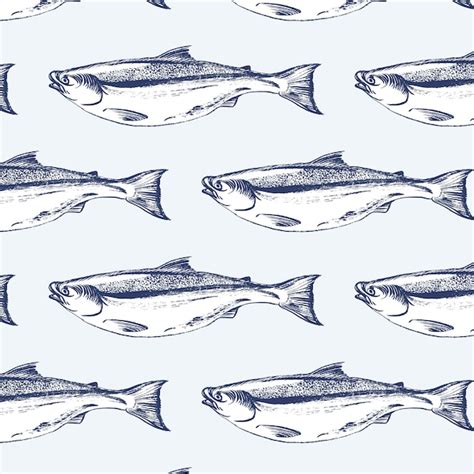 Premium Vector Salmon Fish Seamless Pattern
