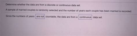Solved Determine Whether The Data Are From A Discrete Or