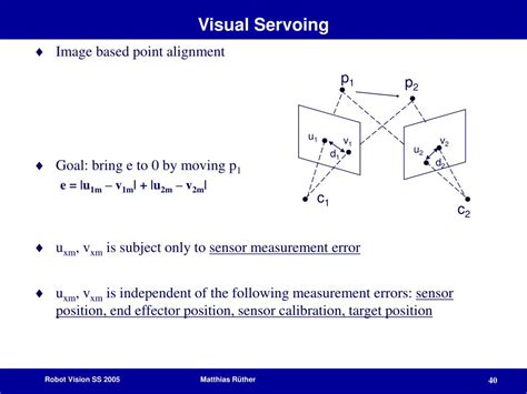 Ppt Robot Vision Lesson 10 Object Tracking And Visual Servoing Matthias Rüther Powerpoint