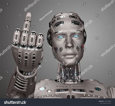 3d Render Futuristic Robot Man Showing Stock Illustration 1217816680