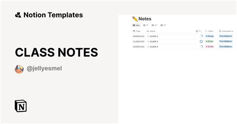 Class Notes Template By Pam Notion Marketplace