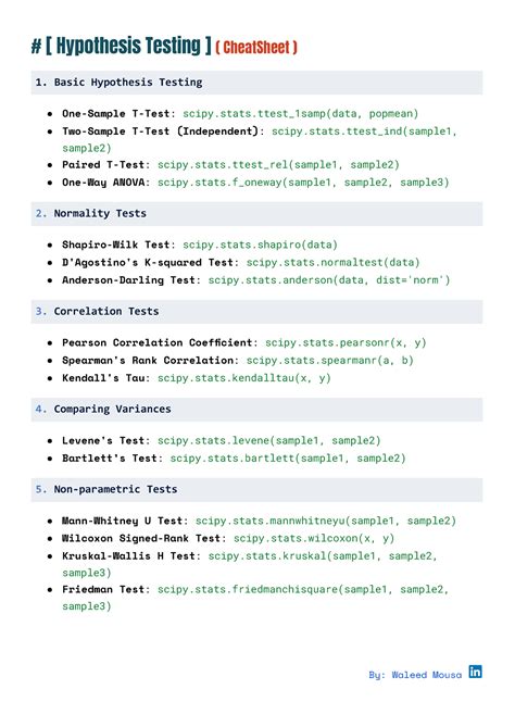 Hypothesis Testing Cheatsheet Hypothesis Testing Cheatsheet 1 Basic Hypothesis